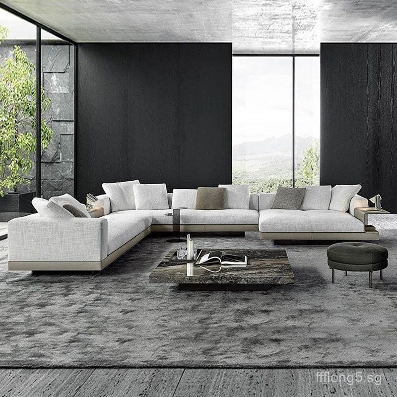 Italian Designer Minimalist Sofa Living Room Modern Light Luxury Corner Sofa Villa Combination ...