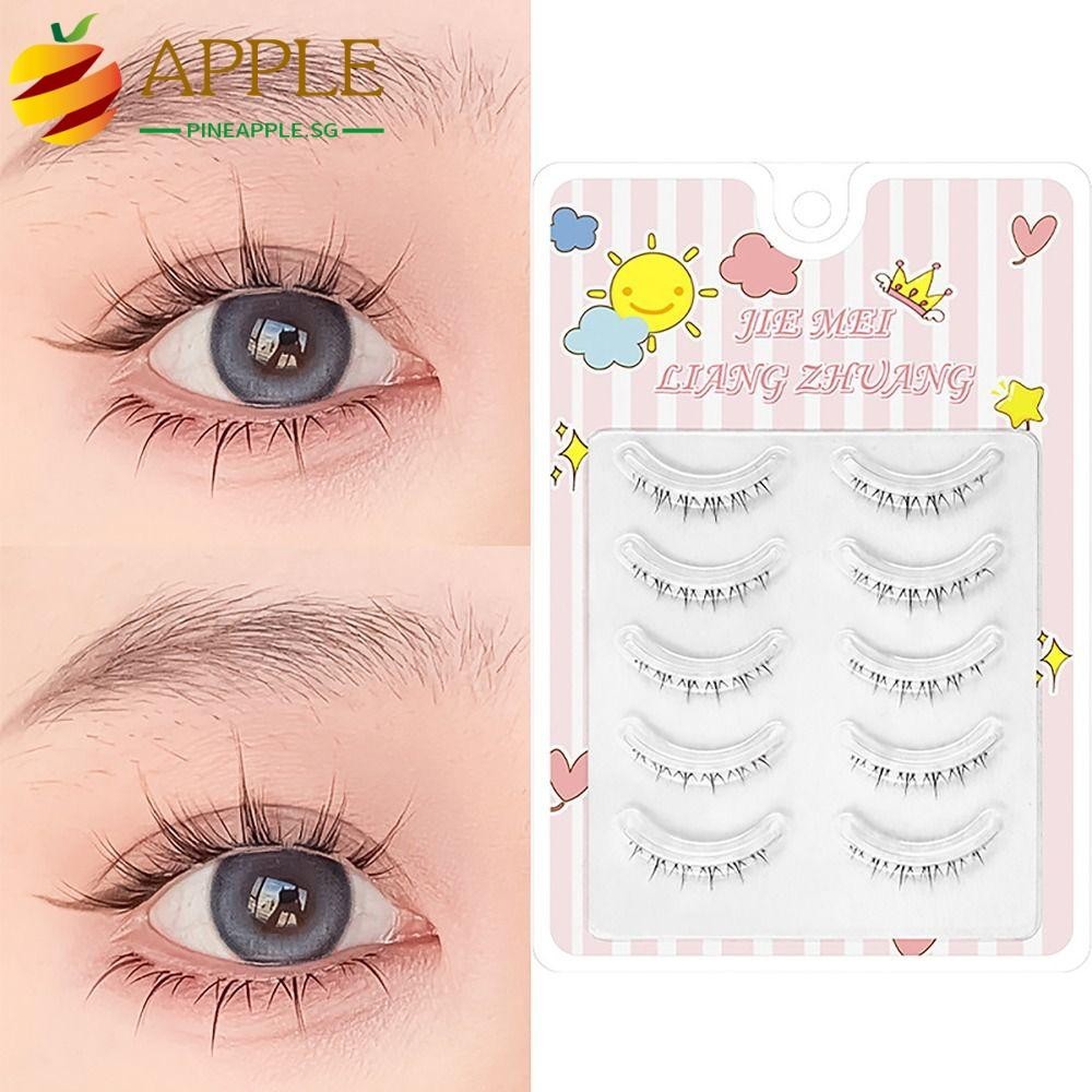 PINLESG 5PAIRS Lower False Lashes, Whole Pair Transparent Stems Eyelash ...