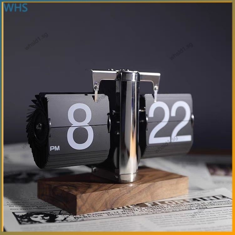 Digital Clock Automatic Page Turning Clock Retro Living Room Piece Seat ...
