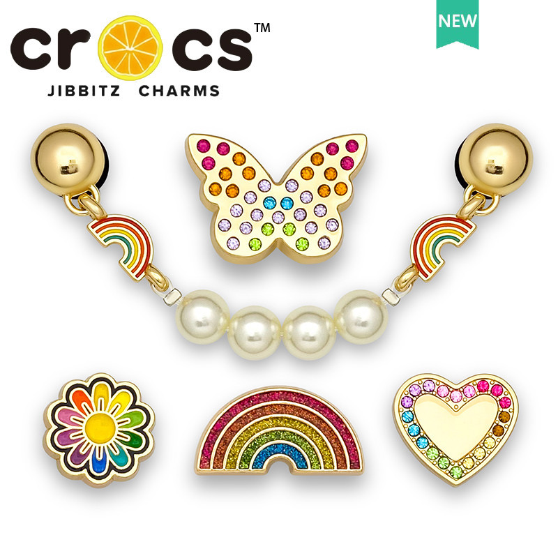 Metal jibbitz crocs charm metal Daisy Shoe Buckle Rainbow Diamond Shoe ...
