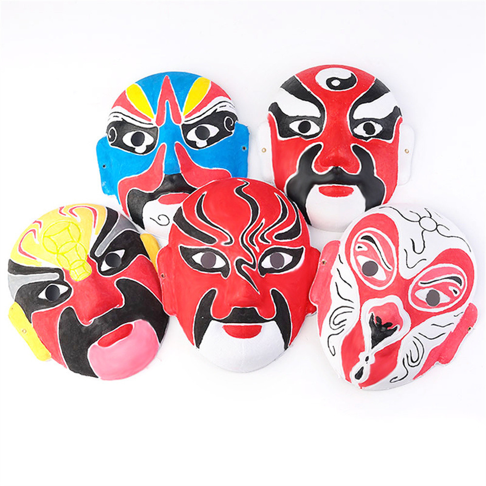 Chinese Peking Opera Mask White Paper Mask Half Face Masquerade Mask ...