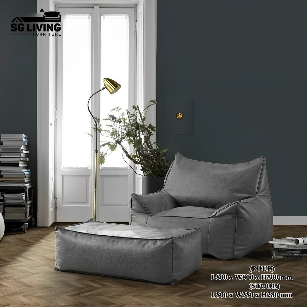 [High Quality ] 2in1 Pouf Set Hi-Tech Fabric Floor Couch Lazy Sofa ...