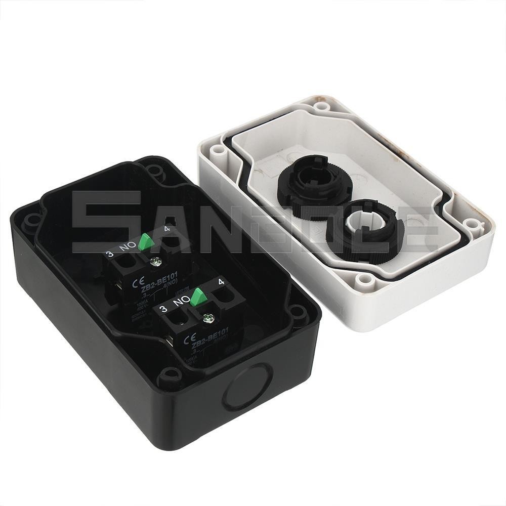 2-Hole Plastic Button Switch Control Flat Button Box Black and White up ...