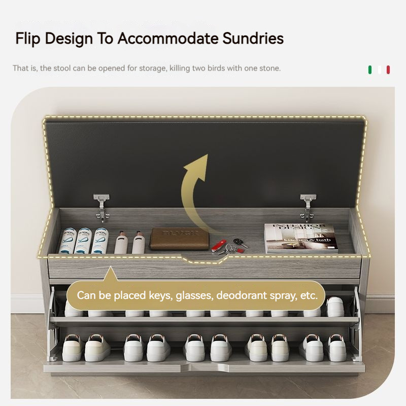 SUICHENG Shoe Rack Stool/Light Luxury Shoe Cabinet With Seat/Flip Door ...