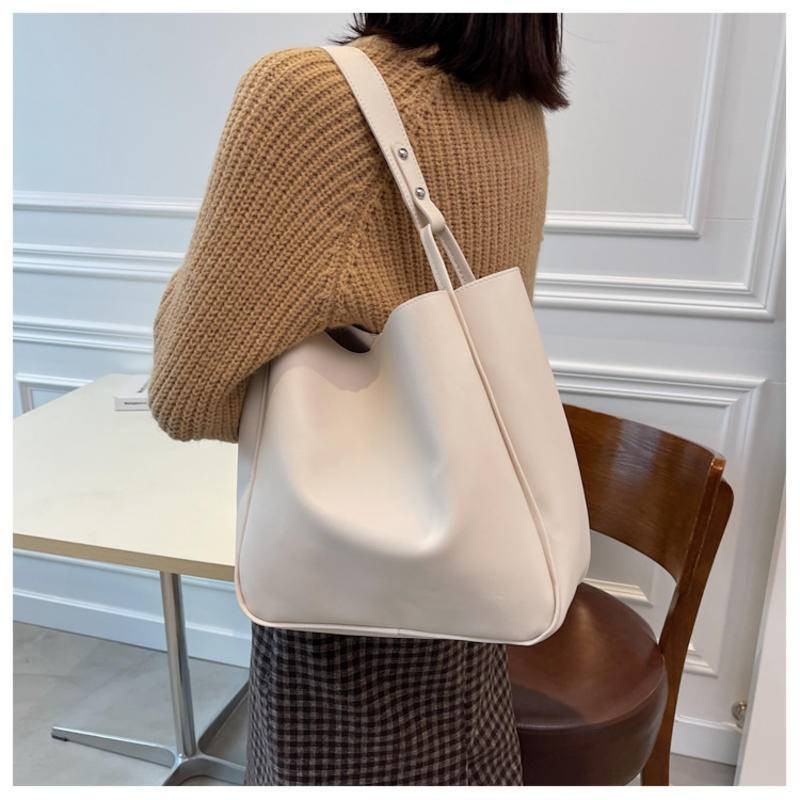 women Solid color bag shoulder bag women Bucket bag | Shopee Singapore