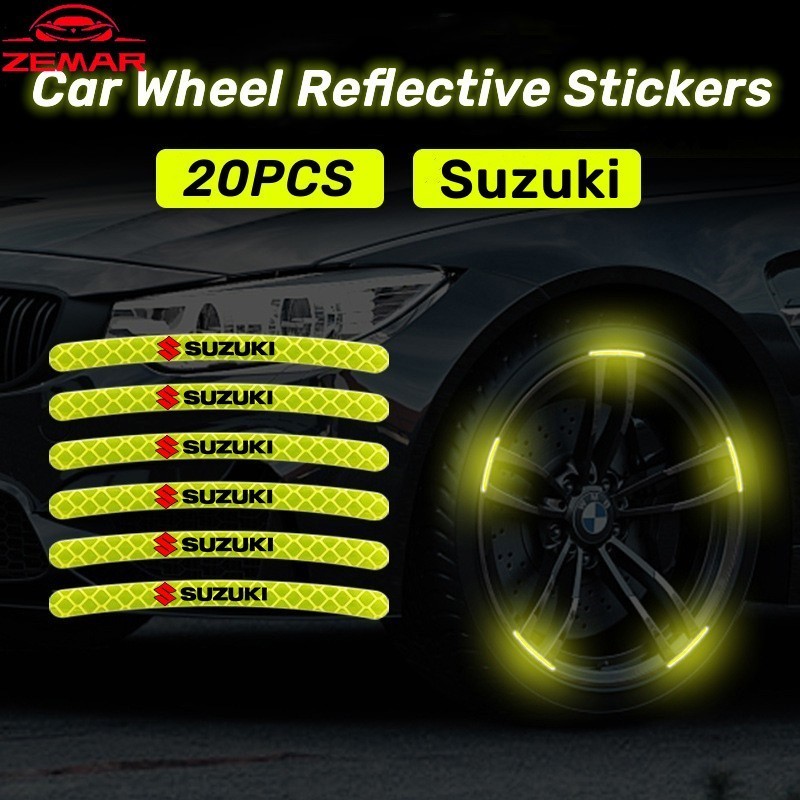 20Pcs Suzuki Universal Car Moto Tires Edge Strong Reflective Safety ...