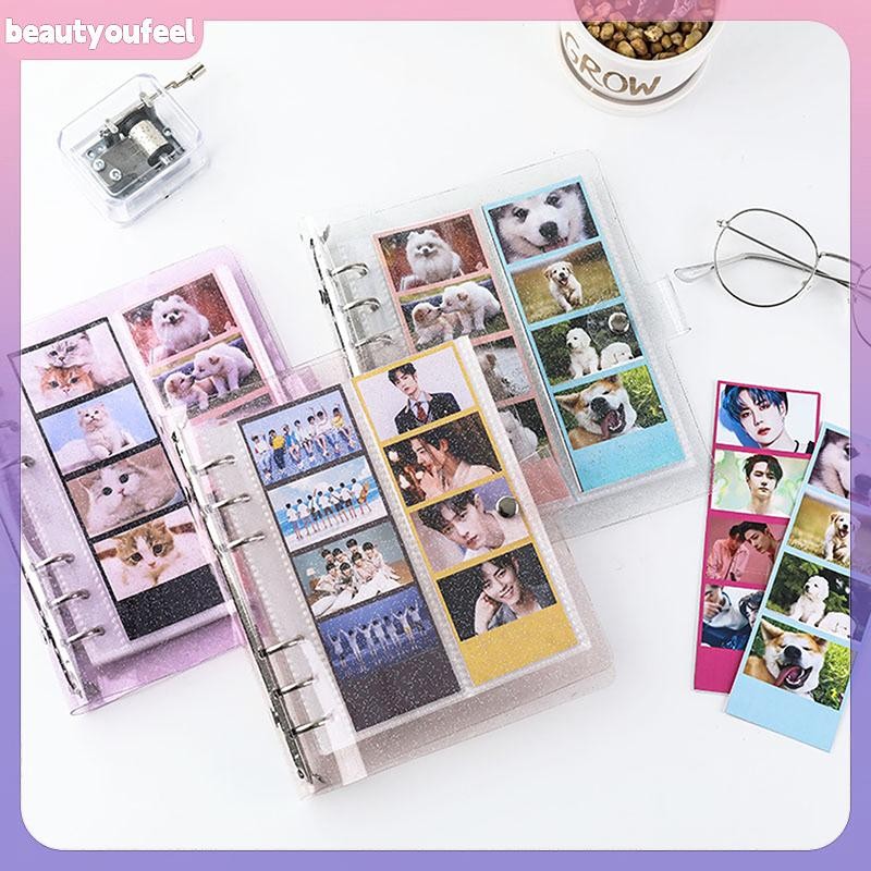 [Beautyoufeel] A6 Glitter Photocard Binder 100 Photos for 2x6 Inch Photo Strips Bookmark Photo ...