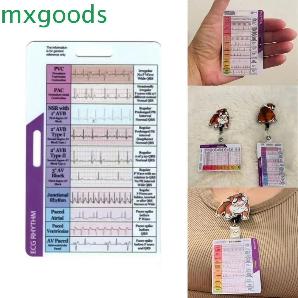 MXGOODS Ecg/ekg Rhythm Pocket Card, Measuring ECG/EKG Interpretation Ecg Self Measuring Ruler ...