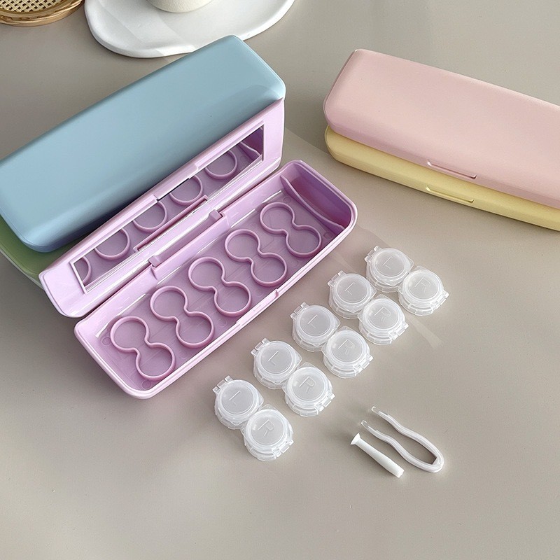 No-Twist Lid Multi-Compartment Contact Lens Storage Box Portable ins ...