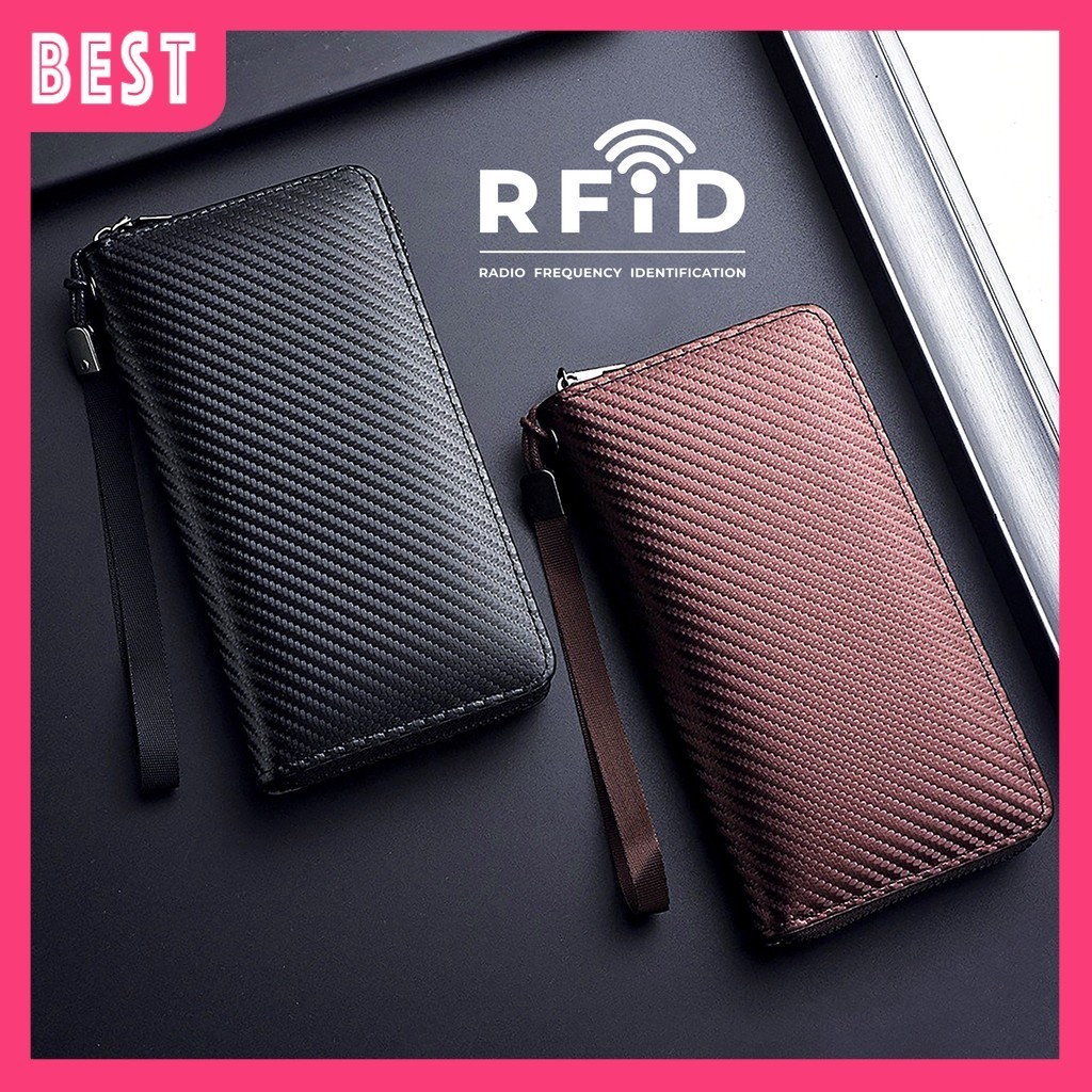 B195 Long Wallet For man Leather RFID Wallet RFID Dompet RFID Purse ...