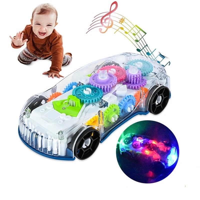Flashing Electric Racing Car Toys Transparent Gear Light Colorful LED ...