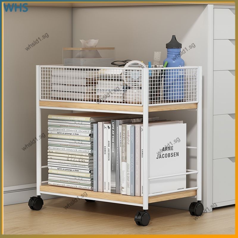 Under Desk Bookcase Mobile Floor Shelf Deskside Book Organizer with ...