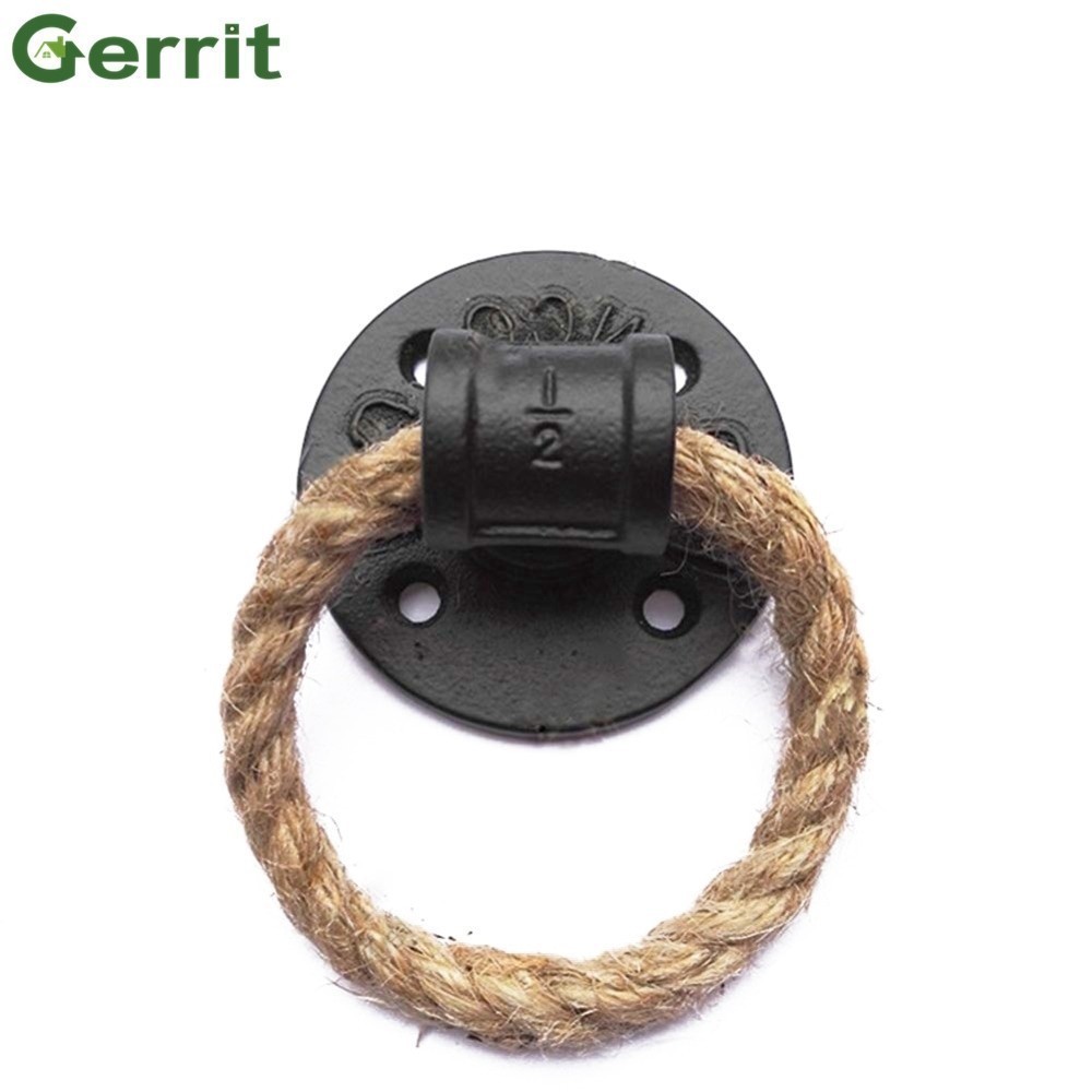 Rope Attic Industrial Interior Door Pull Handle Simple Iron Pipe Flange ...