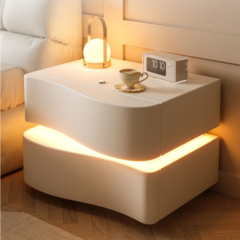 Bedside Cabinet 2024 New Solid Wood Bedside Table Smart Bedside Cabinet ...