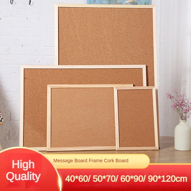 【SG Local Stock】90*120cm Wooden Frame Cork Board Wall Board Set Decorative Message Board ...