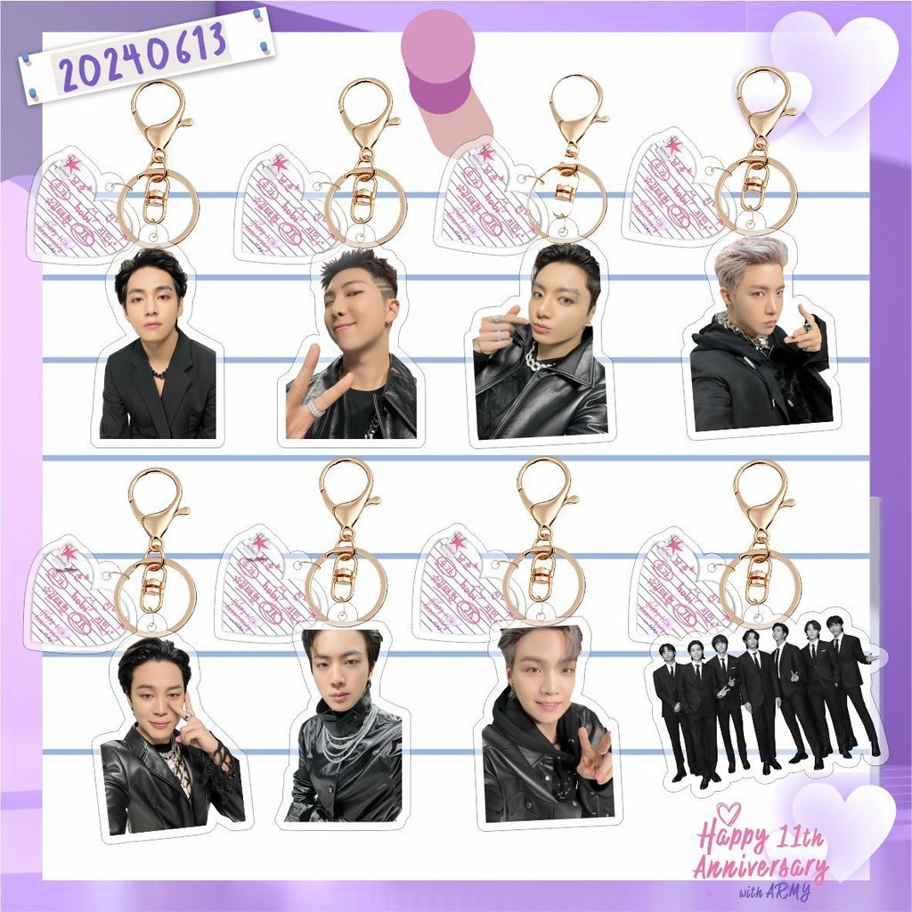 Bts 11th Anniversary New Style HD Acrylic Keychain Star Merchandise ...