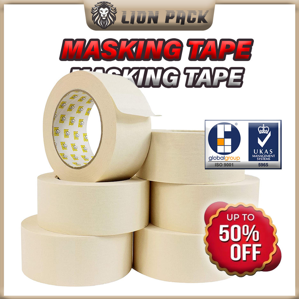 LIONPACK Tape Kertas Tape Packing 20 Yards 12mm / 18mm / 24mm / 36mm ...