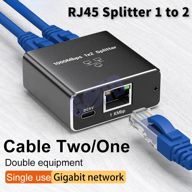 Rj45 Splitter 1 to 2 Gigabit Ethernet Adapter Internet Network Cable ...
