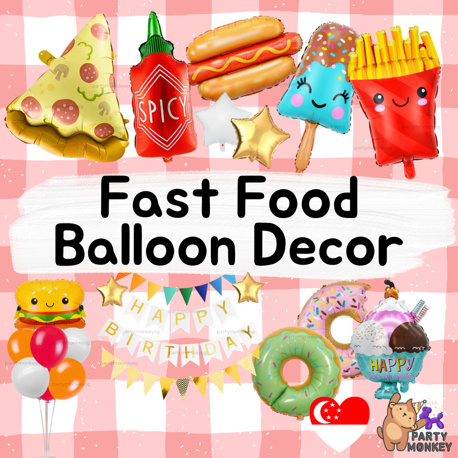 PartyMonkey Fast Food Balloon Decoration Set Theme Balloons Arch ...