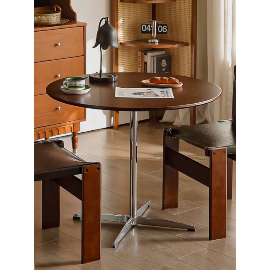 Italian Style Solid Wood Round Small Table Walnut Wood Round Table ...