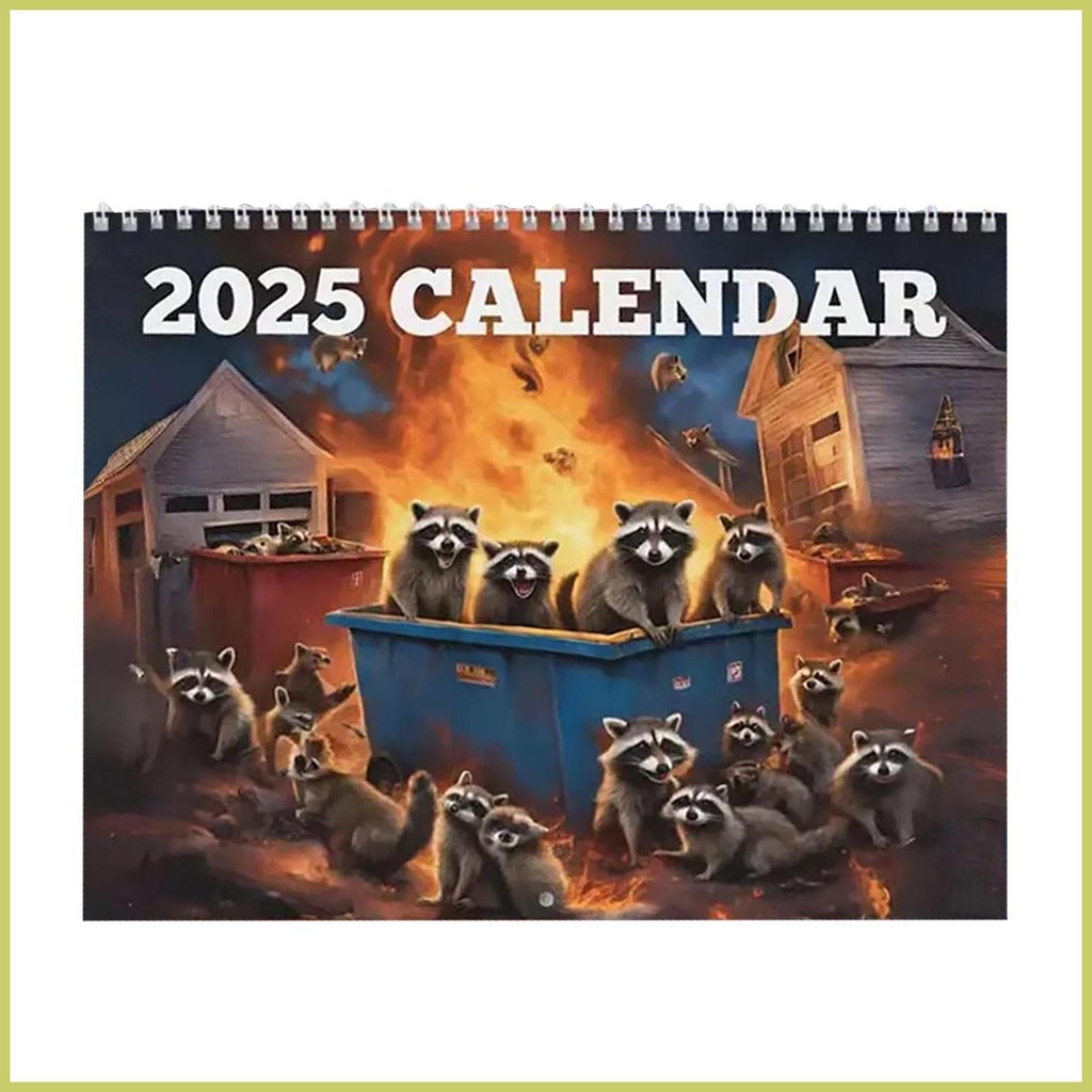 Funny Calendar for Wall Raccoon Monthly Calendar Dumpster 2025 Wall ...