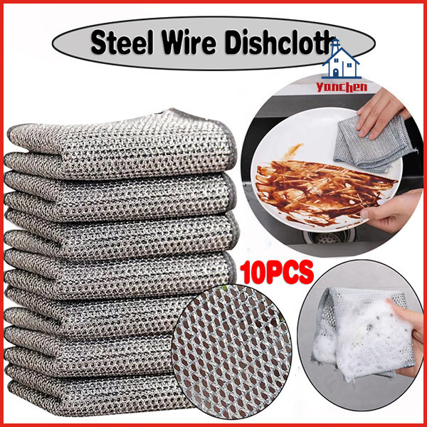 [Wholesale Price]10 Pcs Thickened Steel Wire Dish Cloth Wire Cleaning ...