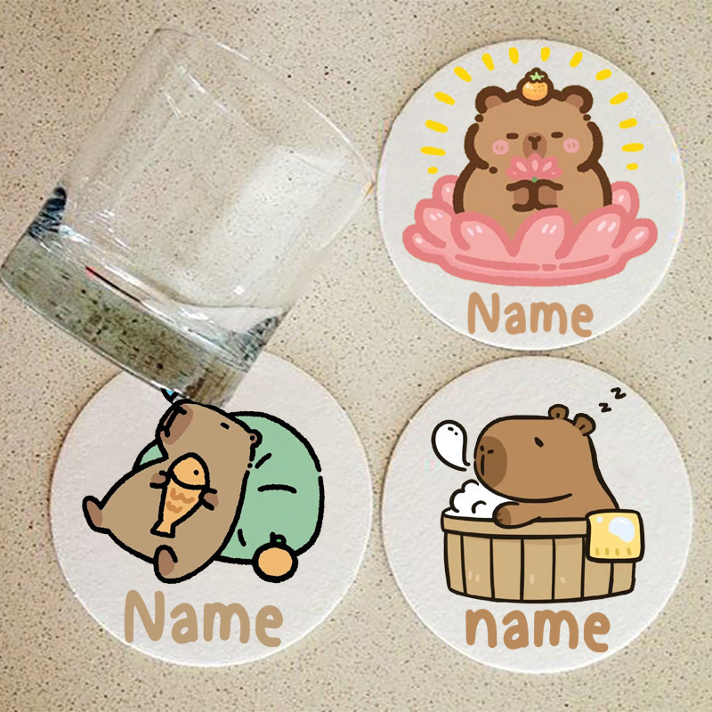 Personalised Custom Name with Capybara Ceramics Coaster Absorbent ...