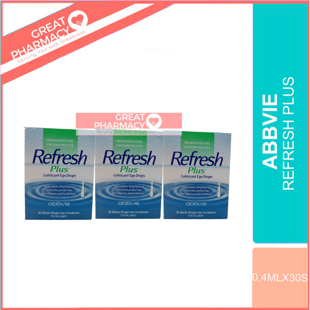 Allergan Refresh Plus Eye Drops 30 vials x 0.4ml X 3 (Exp: year 2025 ...