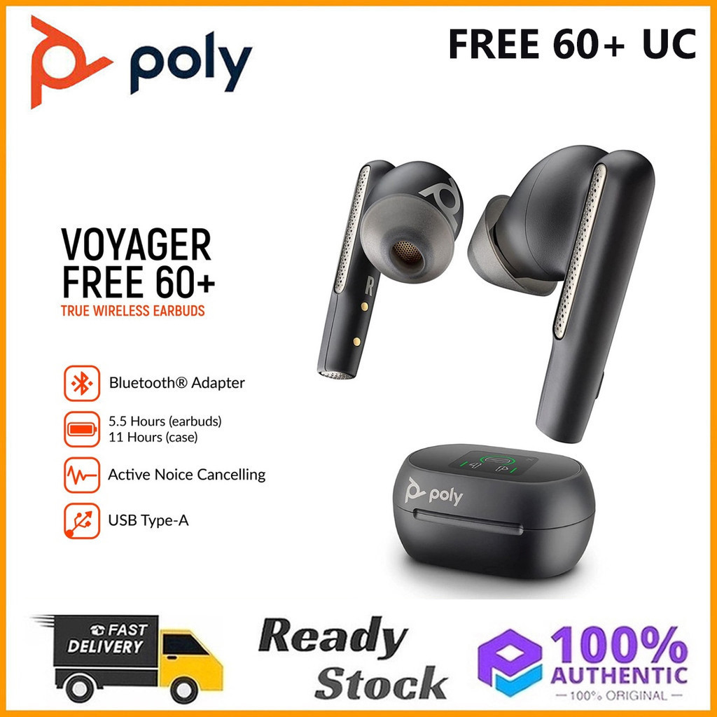 Original Poly Voyager Free 60+ UC True Wireless Earbuds (Plantronics ...