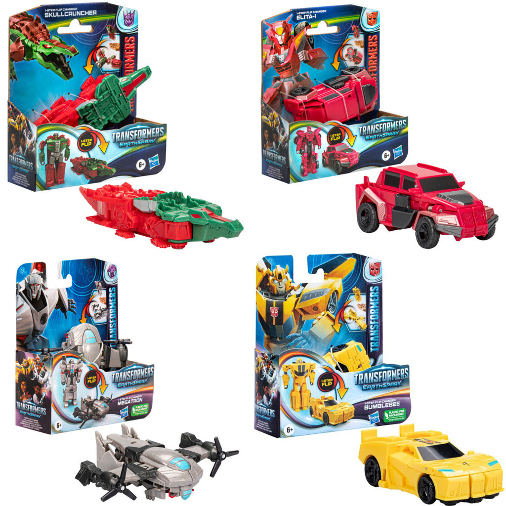 Transformers Toys EarthSpark 1-Step Flip Changer, 4-Inch Action Figure ...