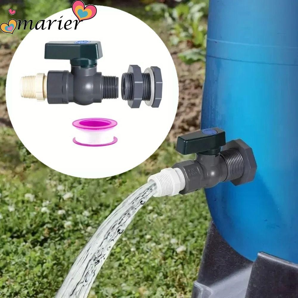 MARIER Rain Barrel Valve, 3/4 Inch PVC Rain Barrel Diverter Kit, With ...
