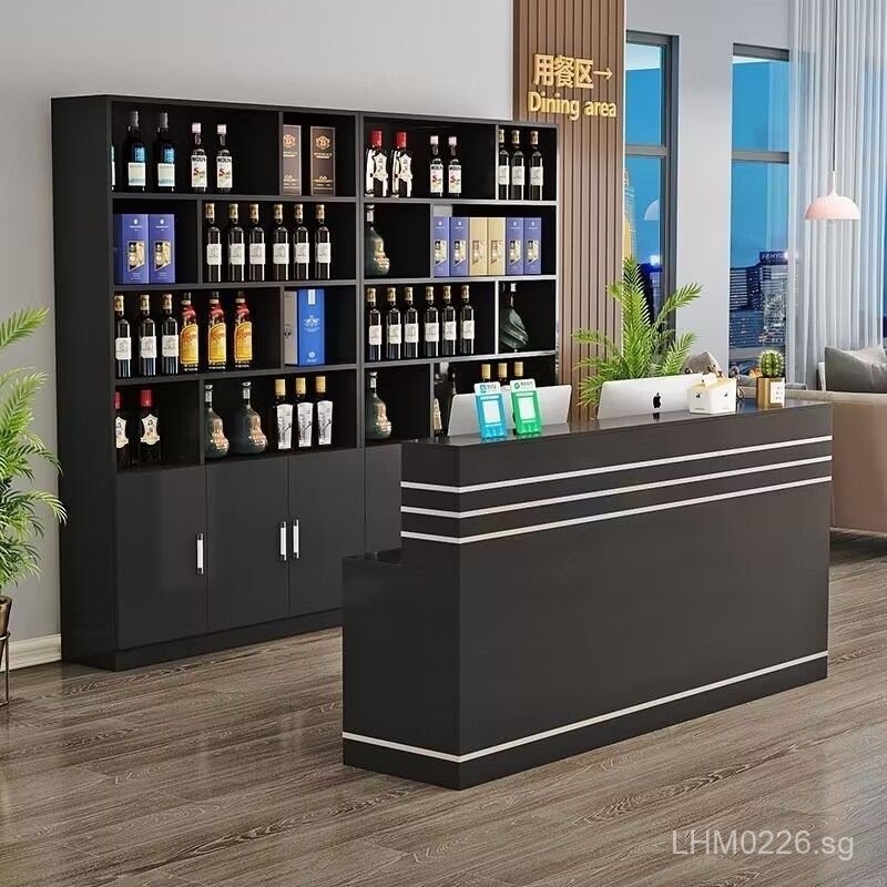 Wine Cabinet Front Desk with Corner Bar Counter Cashier Counter ...