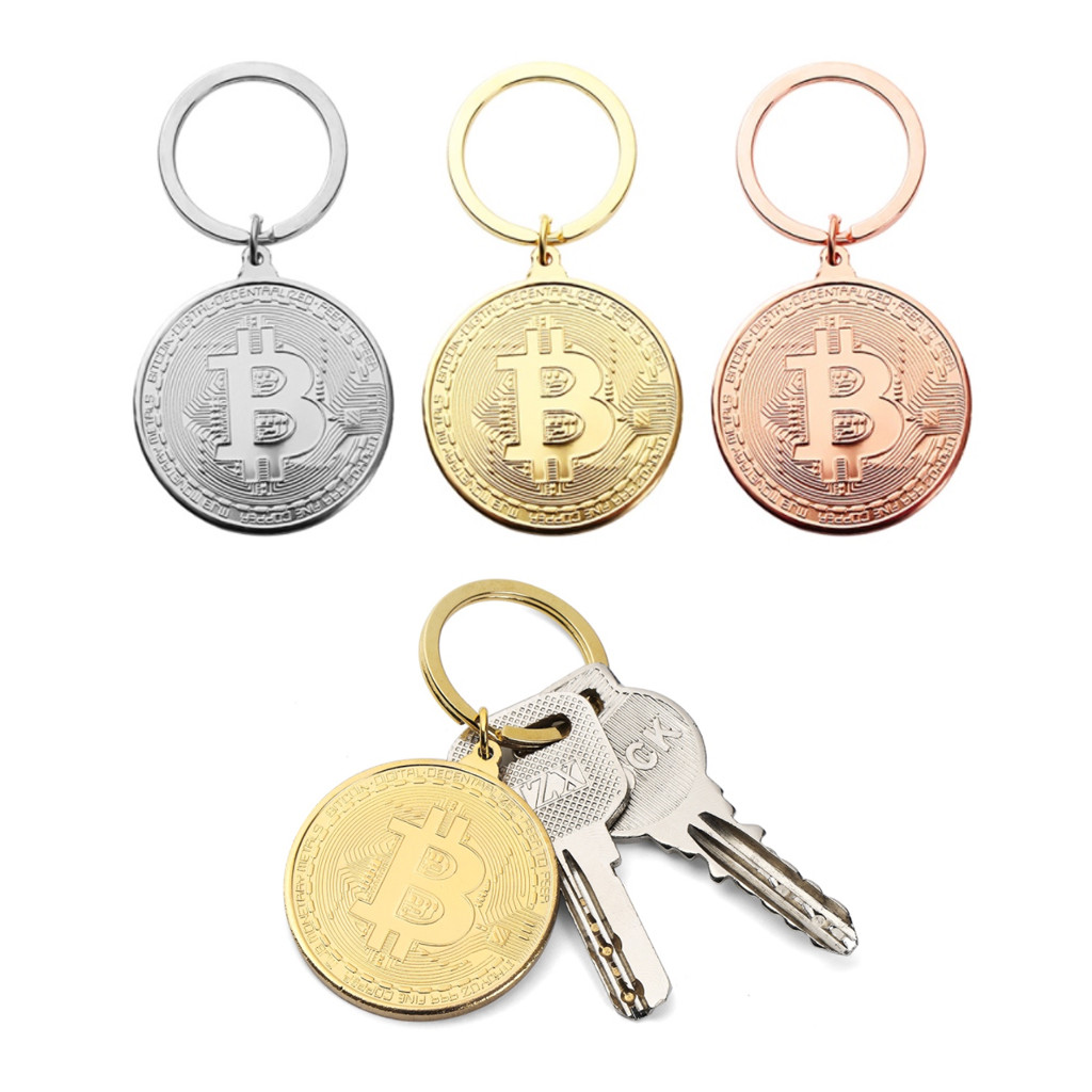 1Pcs Gold Silver Coin Key Chain Ring Collectible Non-currency Crypto ...