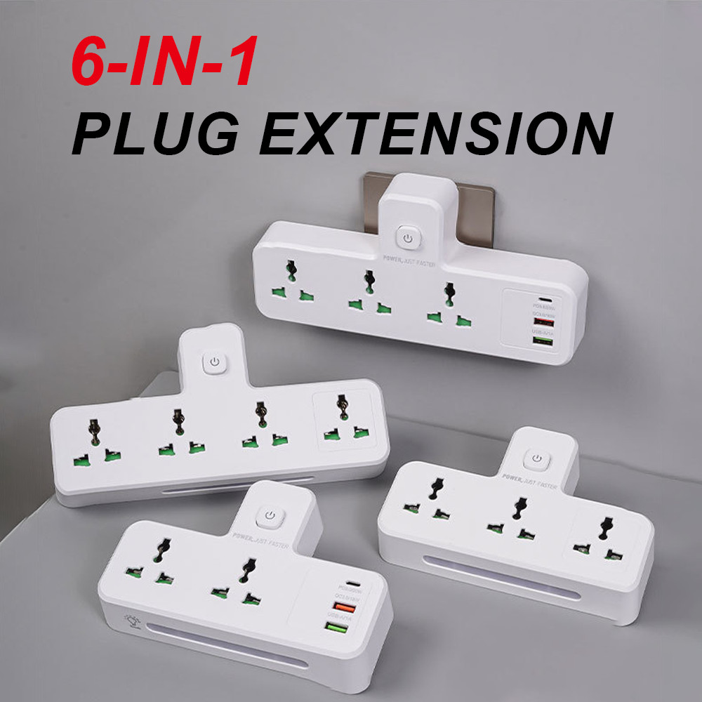 Household Multi Plug Extension Socket 6-in-1 Cube Electrical Extender ...