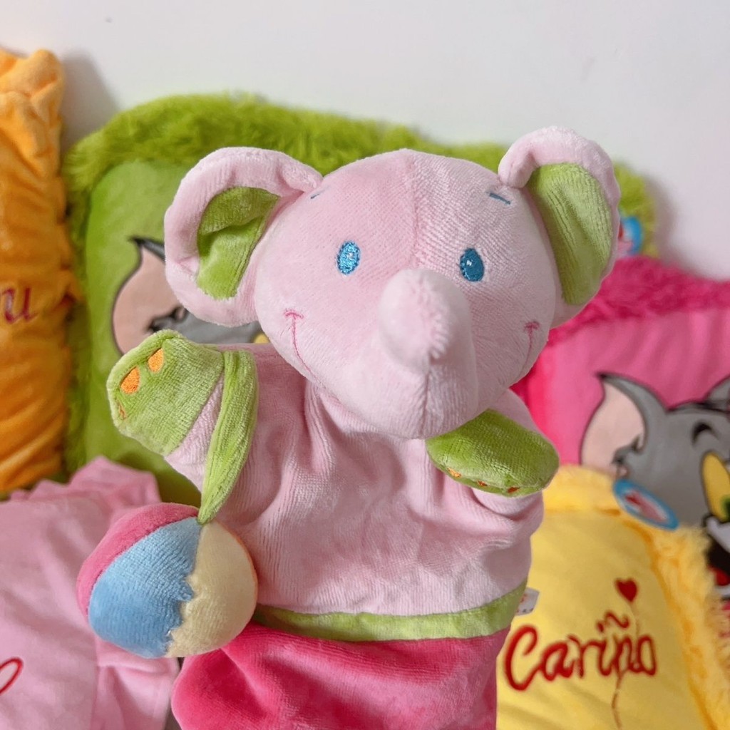Tail Goods Cute Little Pink Elephant Hand Puppet Soothing Toy with ...