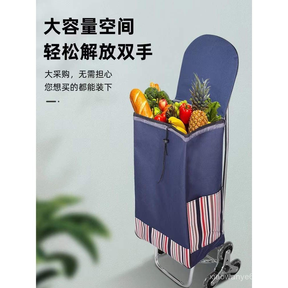 Hand-Pulled Shopping Cart for Elderly, Foldable Stair-Climbing Trolley ...