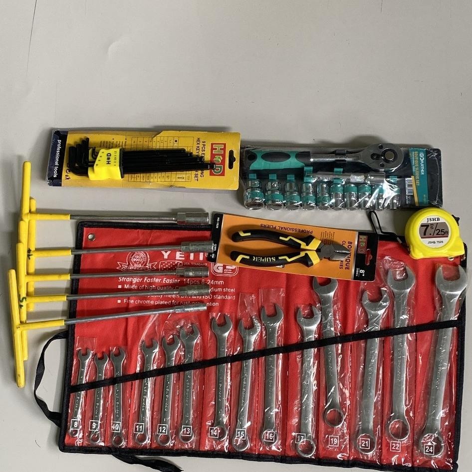 Hand tool set Combo (box set, wire cutting pliers, wrench, hexagon set ...