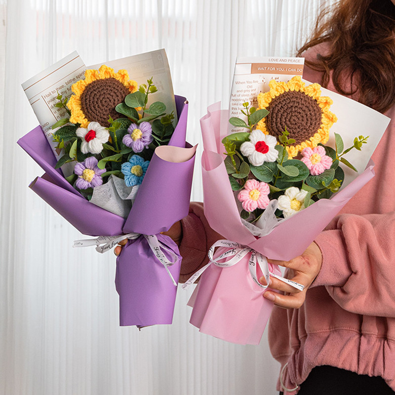 Finished Flower Bouquets Cute Persimmon Bouquet Candy Color Flower with ...
