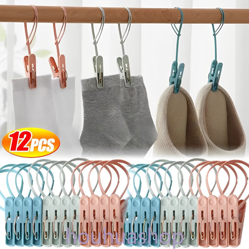 12 pieces/set, multifunctional travel drying clip with rope, windproof ...