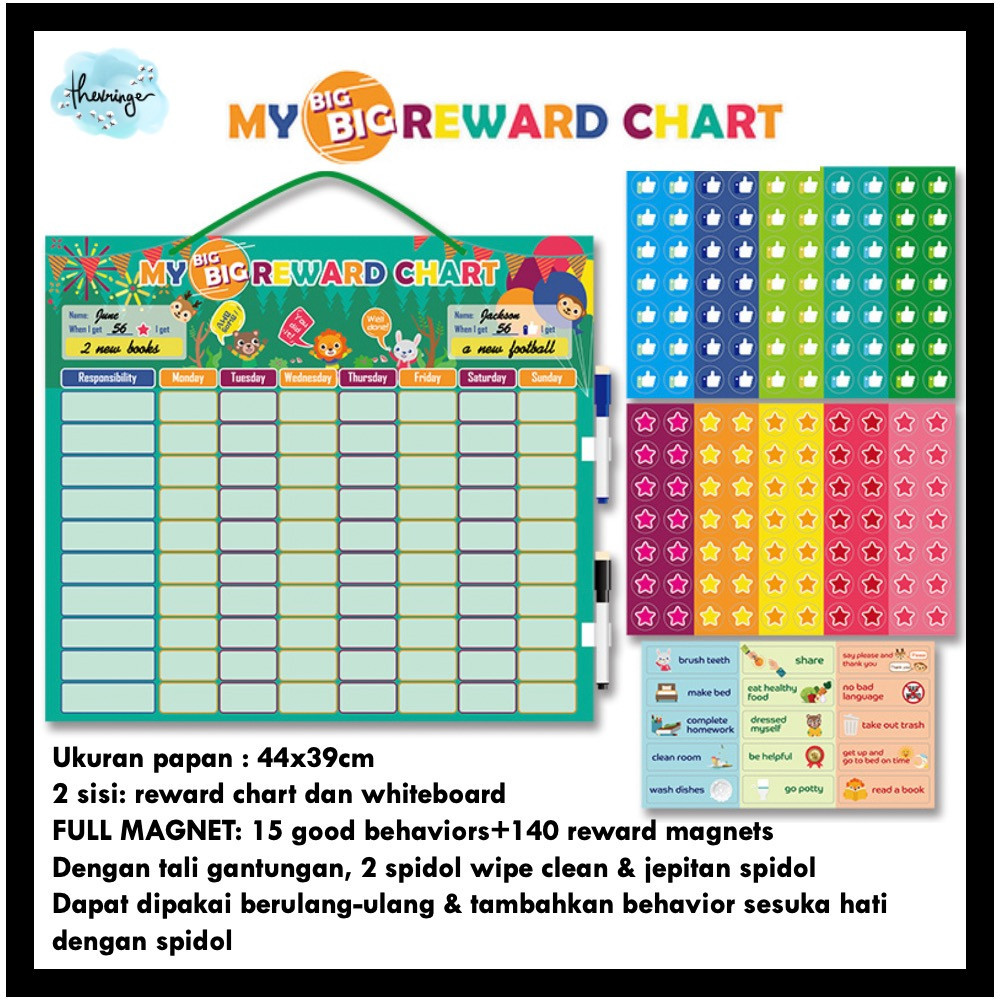 Rk85tj Jumbo Reward Chart Board Children Magnetic Discipline Award ...