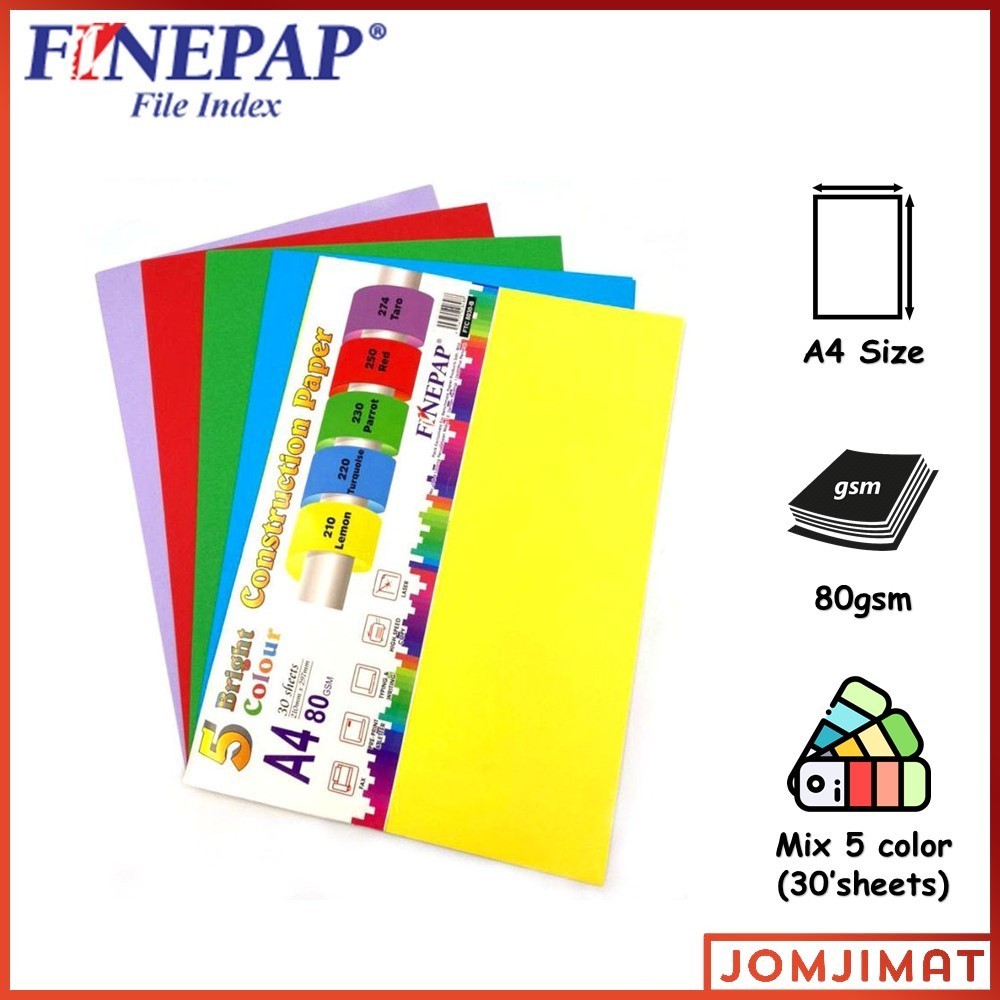 Finepap A4 80gms Colour Paper 30sheet / Colour A4 Paper Mix / Kertas ...