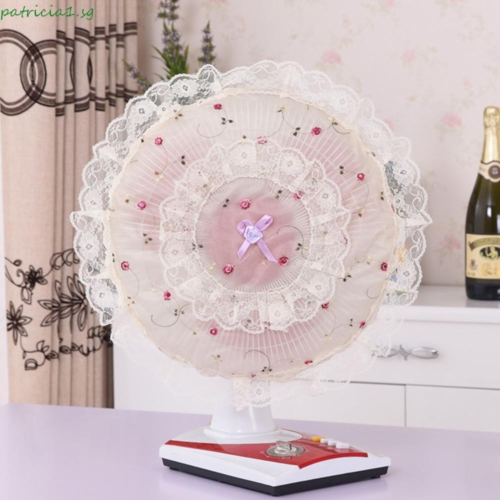 PATRICIA1 Lace Electric Fan Cover, Pastoral Style Round Fan Dust Cover ...