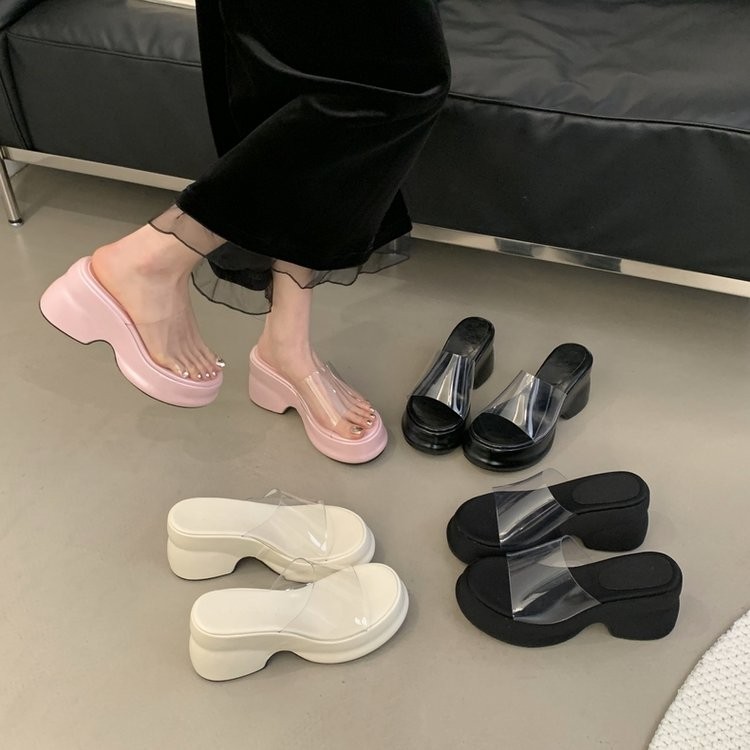 Platform Women's High Heels Soft Rubber Slip-On Shoes(6-8cm) | Shopee ...