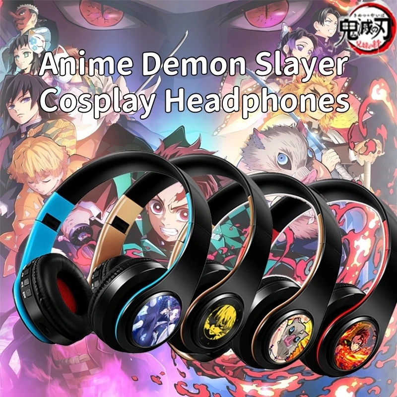 New Wireless Bluetooth Music Headphones Anime Demon Slayer Tanjirou ...