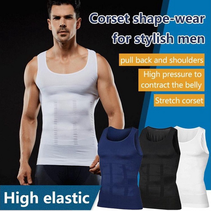 Men Body Shaper Compression Vest Slimming Body Shaper Waist Trainer ...