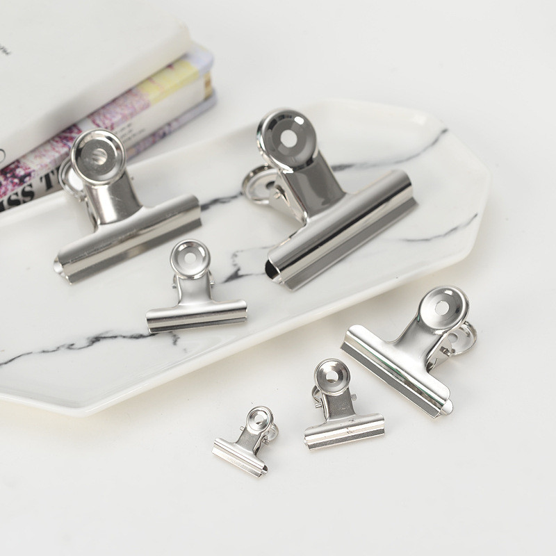 Stainless Steel Bulldog Clips Metal Office Paper Clip Binder Grip Clamp ...