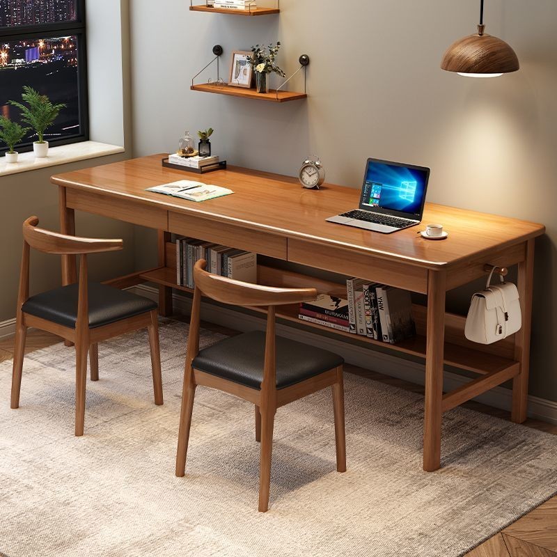 M·5 KO Computer TableSolid wood double desk, long table, family bedroom ...