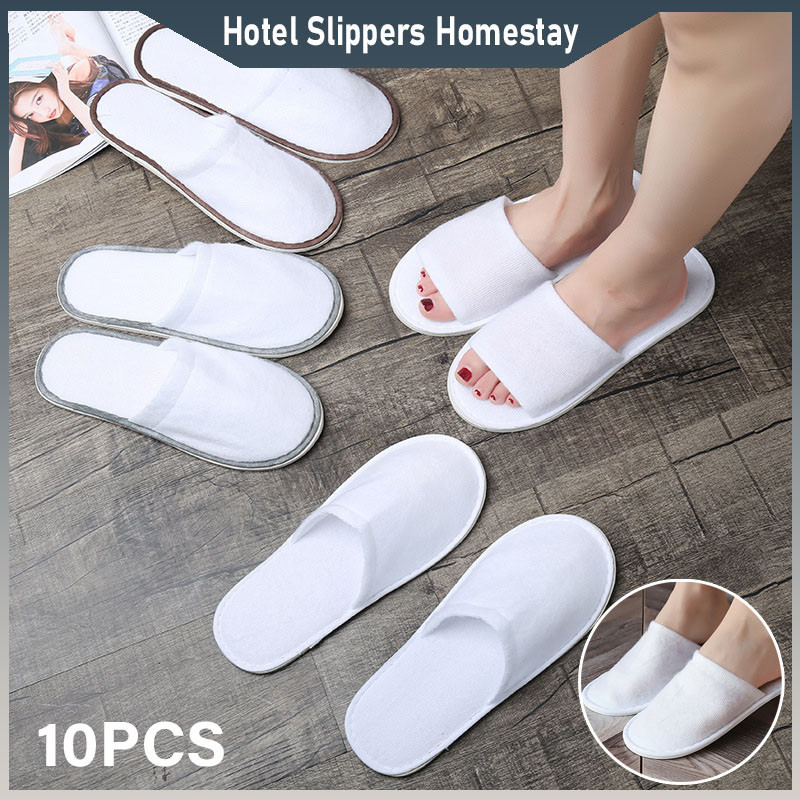 【10 Pairs】Disposable Slippers Hotel SPA Salon Slipper Travel Slipper ...