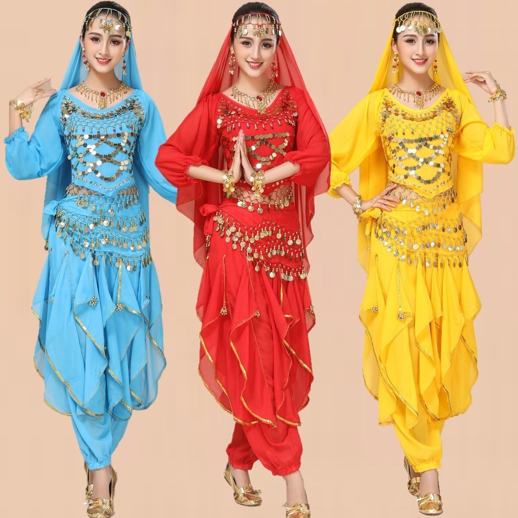 Indian Dance Costume Adult Female Belly Dance Costume Suit Long Sleeved