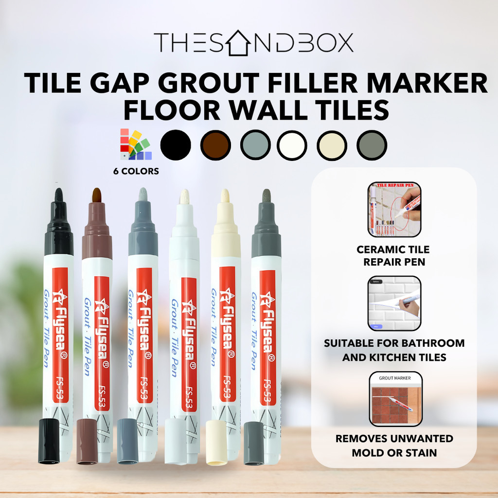Flysea Premium Tile Grout Marker Pen - Waterproof, Fast-Drying, Wall ...